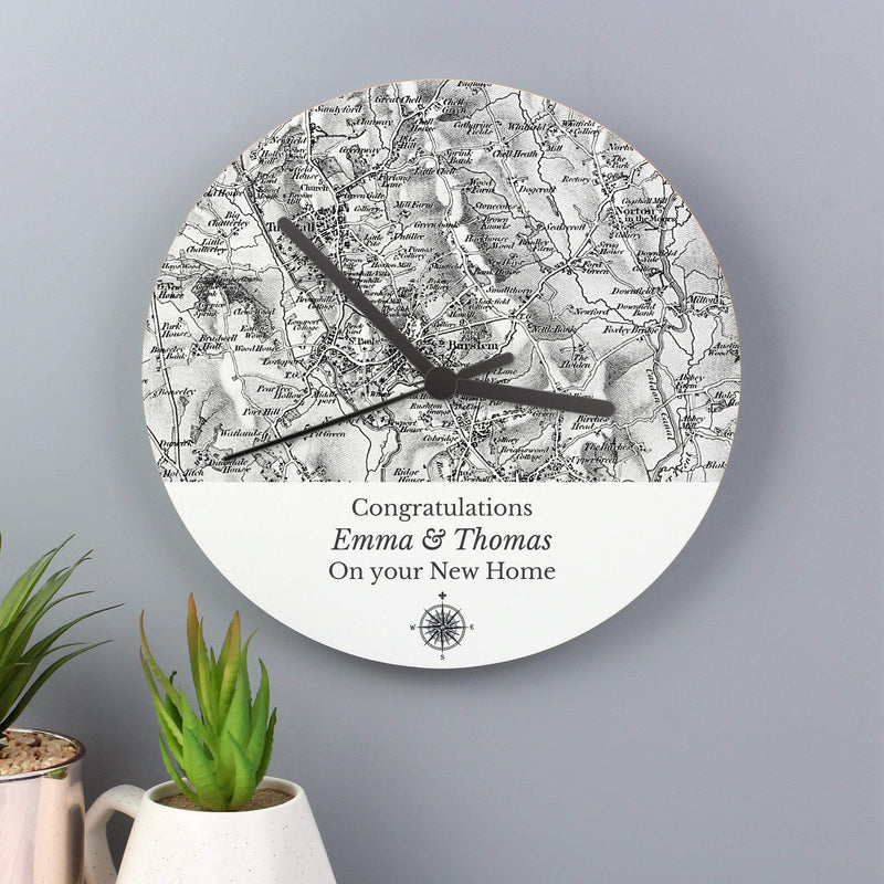 Personalised 1805 - 1874 Old Series Map Compass Wooden Clock Delivered ...