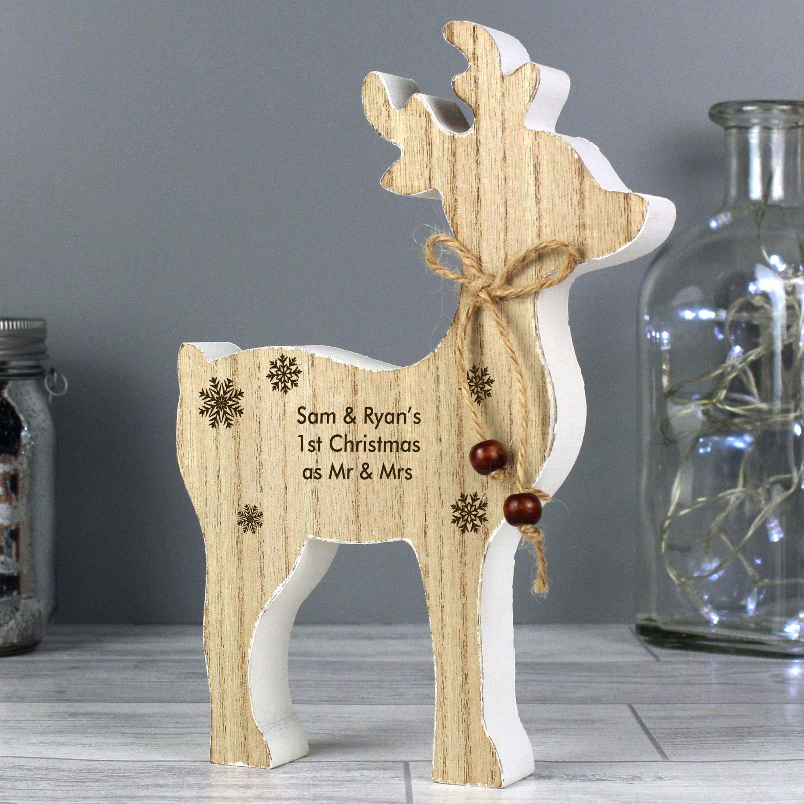 Personalised Rustic Wooden Reindeer Decoration Delivered | The Personal ...