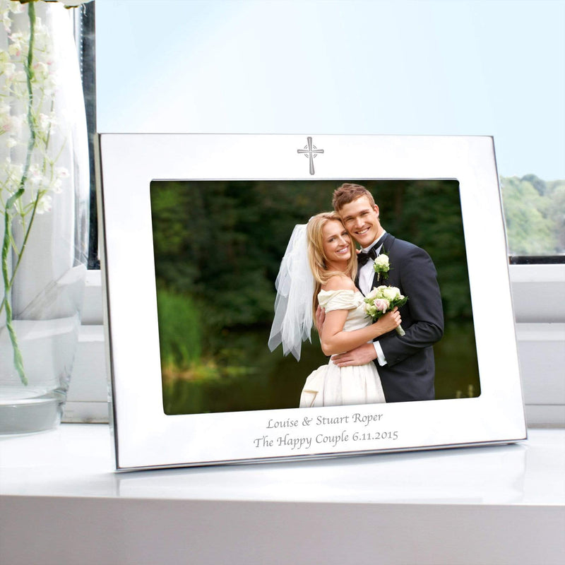 Personalised Silver 7x5 Landscape Cross Photo Frame Delivered | The ...