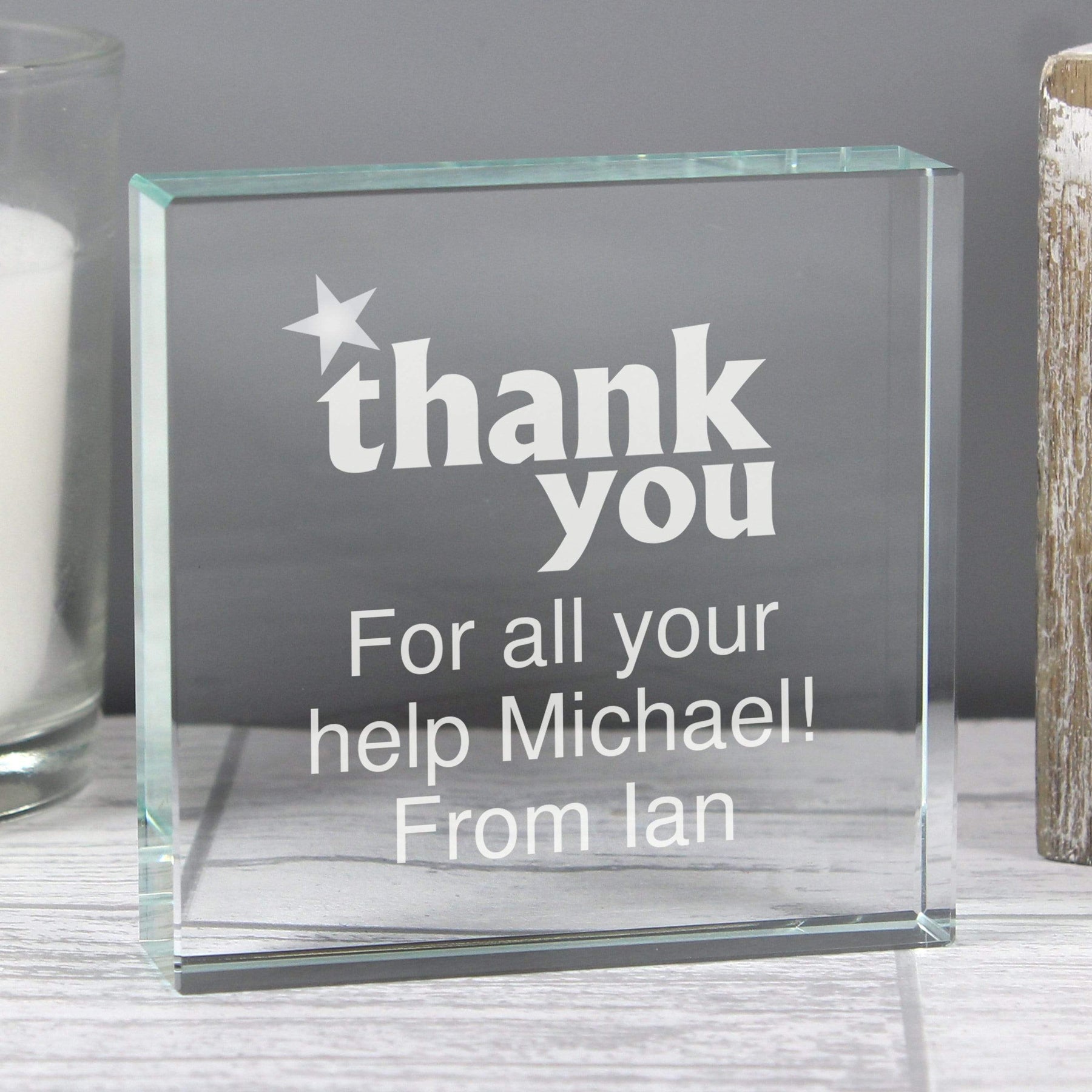 Personalised Thank you Large Crystal Token Delivered | The Personal Shop